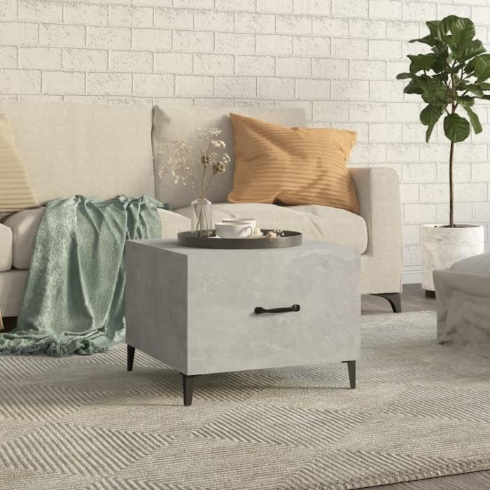 WEI-Table basse avec pieds en métal Gris béton 50x50x40 cm-WEI812734 ...