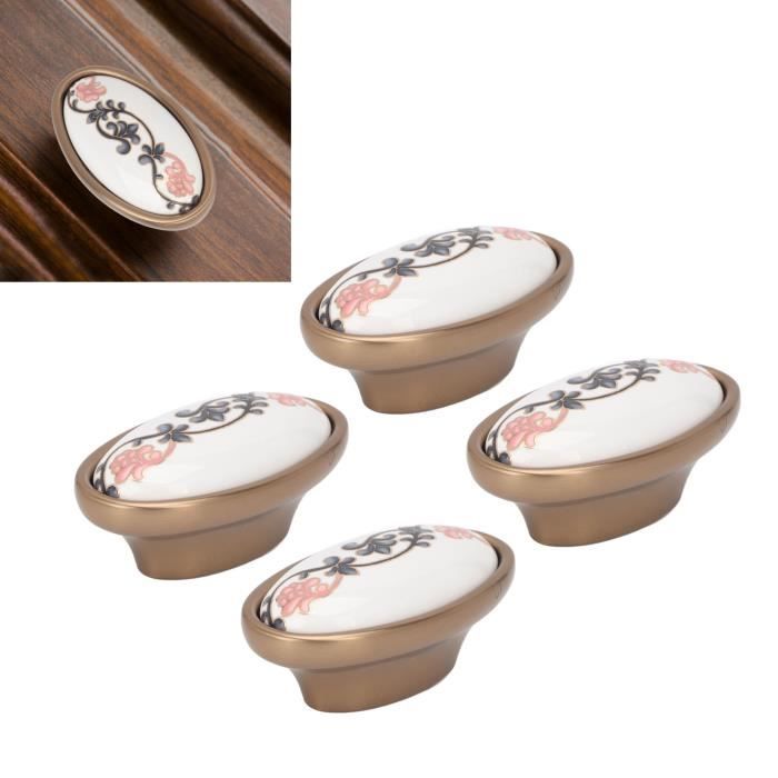 JIM-4 Sets de boutons d'armoire ovales 3D Floating Flower Exquisite Ergonomic Vintage Cabinet ...