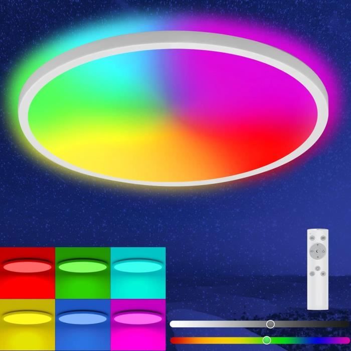 Led Ceiling Light Dimmable, 18 W Rgb Ceiling Light With Remote Control ...