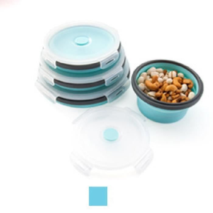 LUNCH BOX,Black Board Blue-2pcs 350ml--Boîte à déjeuner ronde pliable ...