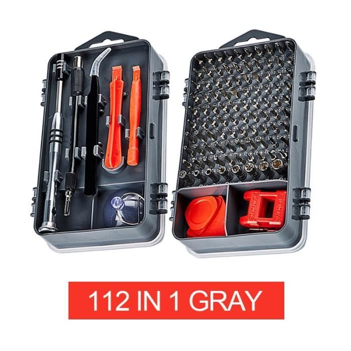 TOURNEVIS,112 IN 1 GRAY--jeu de tournevis de précision 135 en 1 ...
