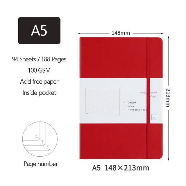 CAHIER,Red-Square Grid--Carnet de notes à puces A5, classique, papier ...