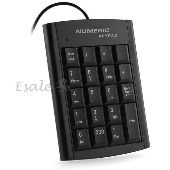 Pavé clavier USB numérique calculatrice chiffre nombre 19 touches ...