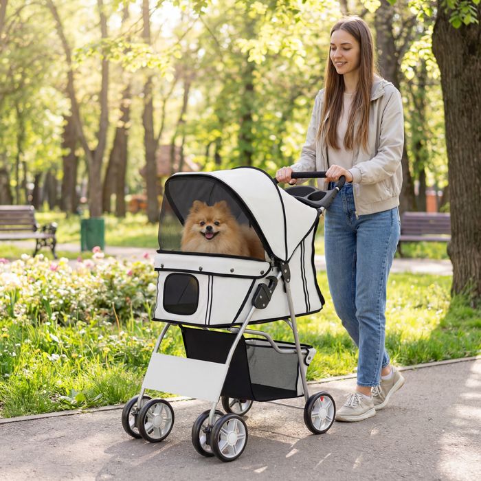 Poussette buggy pliable animaux - PawHut - porte-gobelet panier de ...