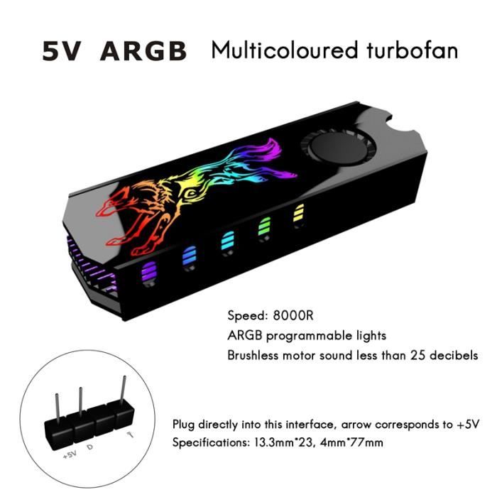 M2 SSD Radiateur Refroidisseur Gilet 5 V ARGB M.2 2280 Disque Dur à ...