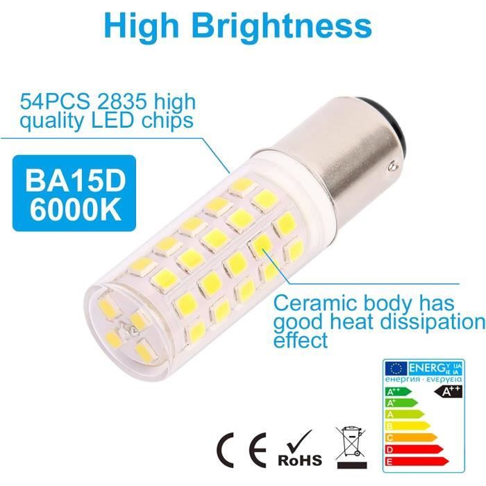 Ampoule Ba15D LED Baïonnette 220V 5W Machine Coudre, Double Contacts ...