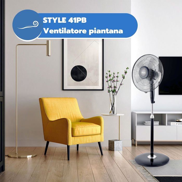 Ventilateur sur pied Puissant et silencieux, 5 pales 40 cm, Oscillant ...
