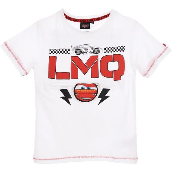 CARS 3 T-shirt manches courtes Garçon 100% Coton Blanc - Cdiscount Prêt ...