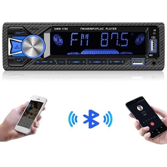 1 Din Autoradio Bluetooth Main Libre, Double Connexion BT, Lecteur MP3 avec FM-SD-AUX-2USB-7 ...