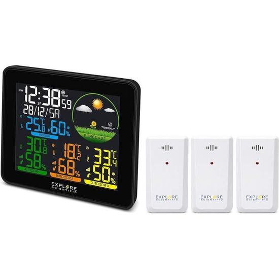 Station Météo Sans Fil Avec Capteur Extérieur, Écran Couleur, Prévisions Météorologiques, Signal ...
