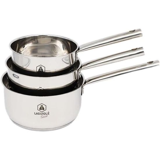 Laguiole - Set de 3 Casseroles 16-18-20 cm inox induction.[Z1021] - Cdiscount Maison