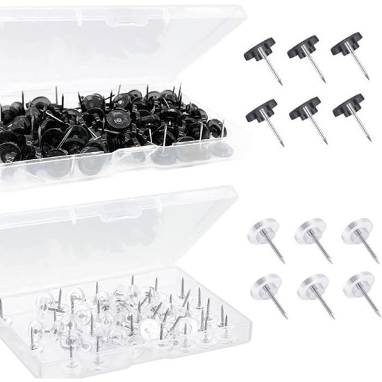 200 Punaises Transparentes en Plastique Punaises Plates avec Pointe ...
