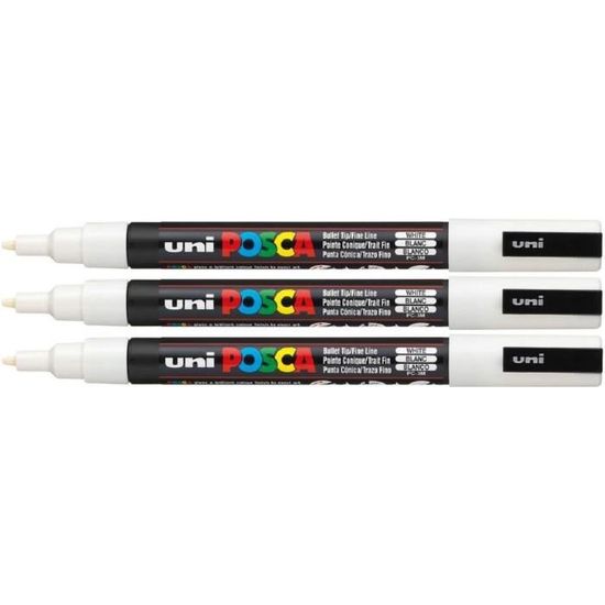 PC-3M Uni Posca White Paint Marker Pens Medium Bullet Tip 1.5mm Nib ...