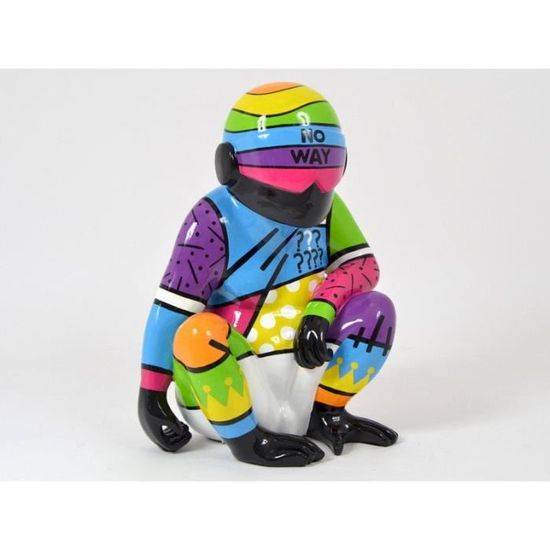 Grande statue de singe Chimpanzé, en résine multicolore, hauteur 58 ...