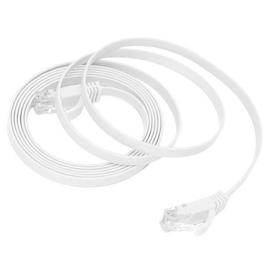 (2m) Câble Ethernet Plat Blanc CAT6 Gigabit 8 C urs Paires Torsadées ...