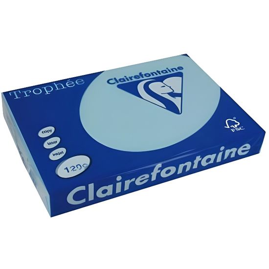 Ramette papier couleur A3 - CLAIREFONTAINE - Bleu alizé - 160g - Paquet ...