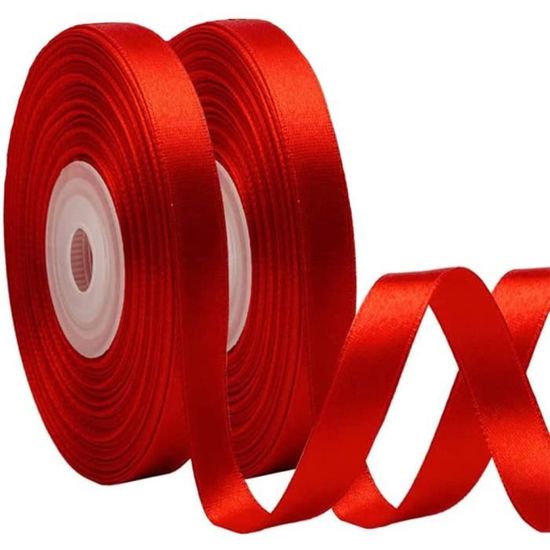 2 rouleaux de ruban satin pour vos cadeaux et décoration Rouge ...