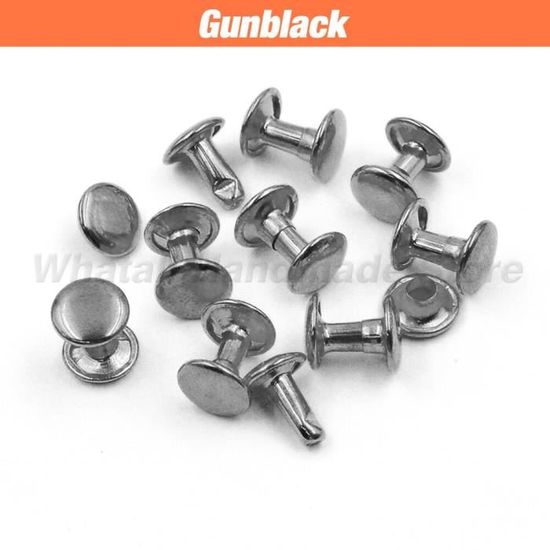 RIVET,Gunblack--Rivets à clou rond en métal à Double capuchon, pour la ...