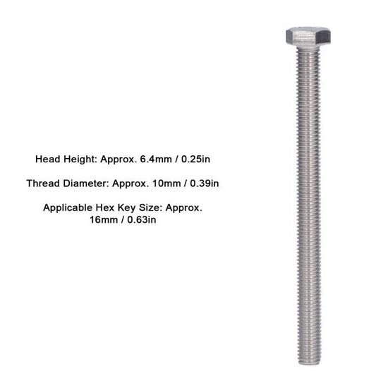 ZER-20 pièces boulon hexagonal vis de réglage à filetage grossier boulons entièrement filetés A2 ...