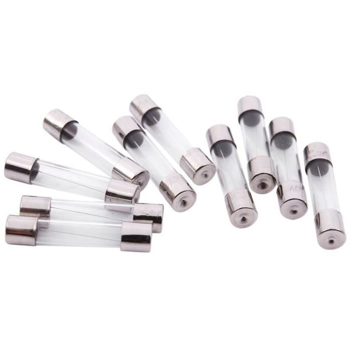 FUSIBLES 10 pcs Fusibles en tube de verre a soufflage rapide 6x30mm ...