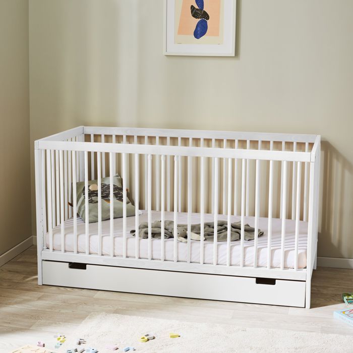 Lit bébé 60x120 avec tiroir - Lit à barreaux pour bébé - Réglable en ...
