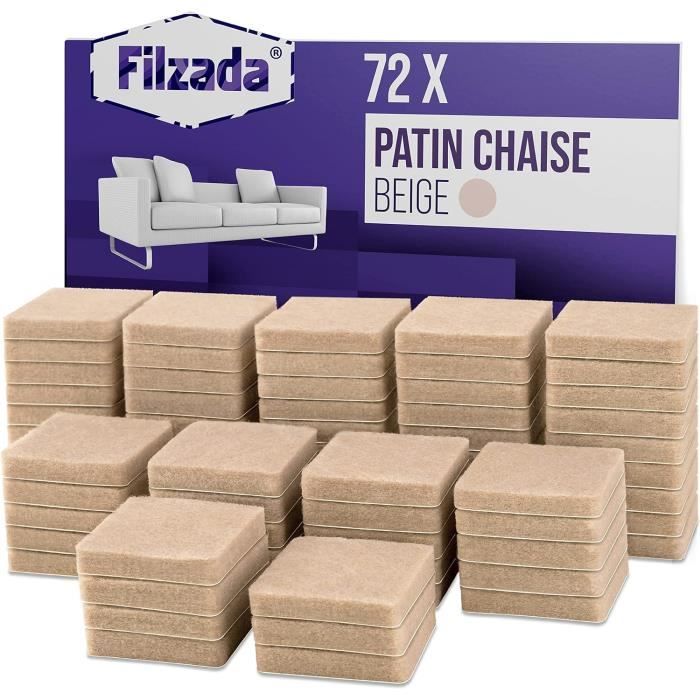 72x Patins en feutre auto-adhésifs Carré 25 x 25 mm - Beige Patins pour meubles professionnels ...