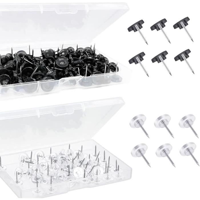 200 Punaises Transparentes en Plastique Punaises Plates avec Pointe ...