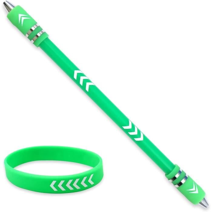 Stylo-bille rotatif antidérapant et anti-stress avec capuchons en métal et bracelet en silicone ...
