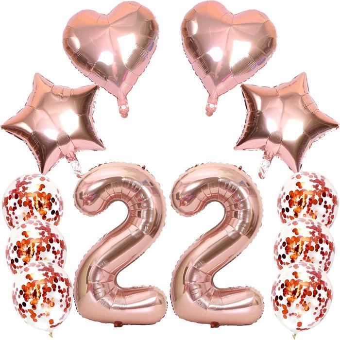 Ballon Chiffre 22 Or Rose, Ballon Anniversaire 22 Ans Fille, Ballons ...