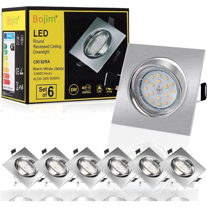 Spots 6 X Gu10 Led Encastrables Orientables Carré 6w Lumière Blanc