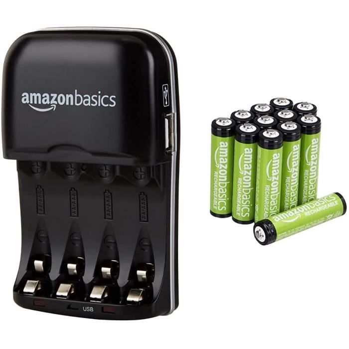 Chargeur de Piles Ni-MH AA et AAA avec Port USB Piles Rechargeables AAA ...