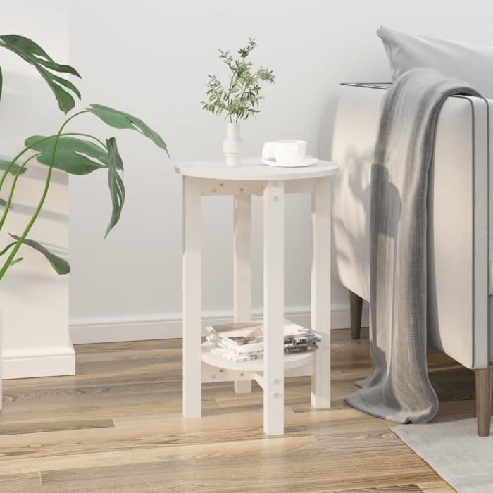 ETO- Table basse Blanc Ø 40x60 cm Bois massif de pin -CIK7334380464200 ...