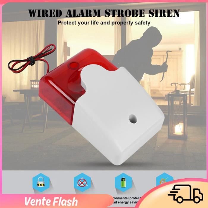 Sirène d'alarme - DILWE - 12V - Lumière rouge LED - 110 dB - Matériau ...