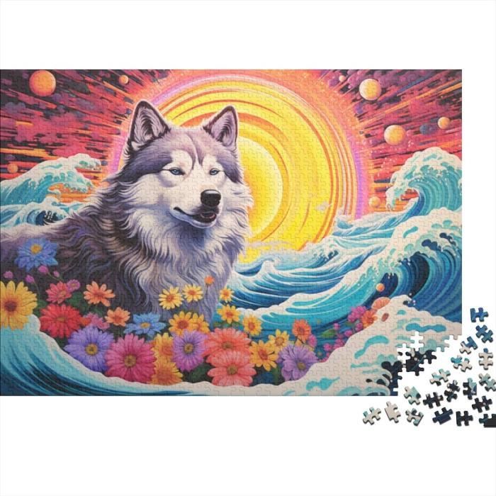 Puzzle Husky Flower 500 Pièces Pour Adolescents,Puzzle Créatif En Bois ...