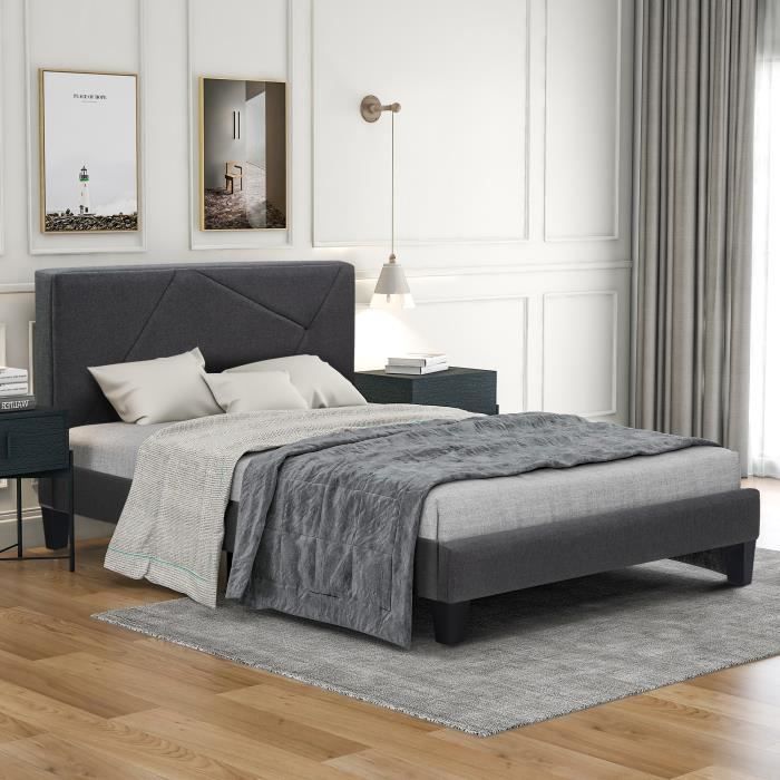UNE Lit pour adulte , lit simple, lit capitonnés en revêtement gris ...