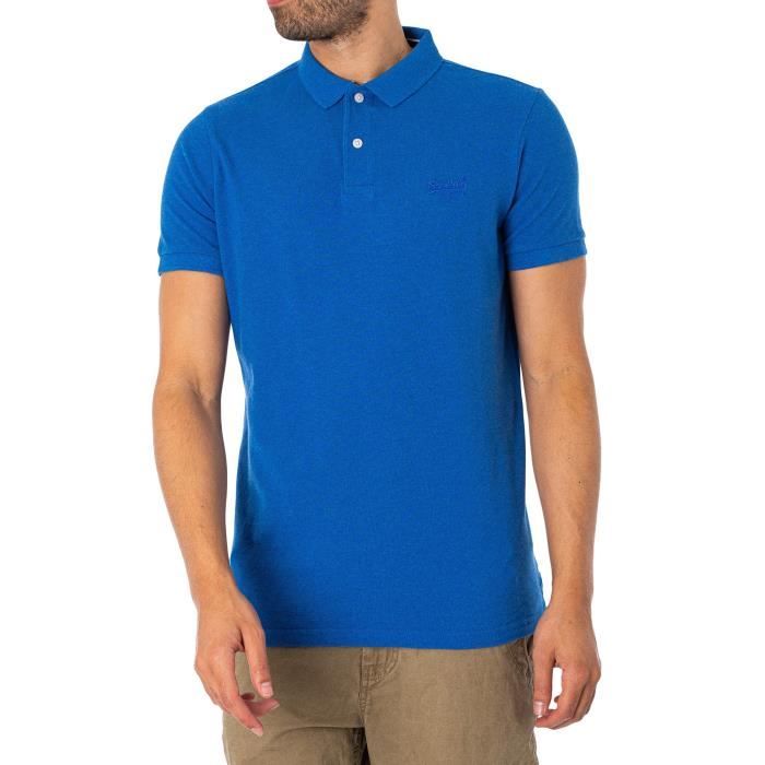 Polo classique en piqué - SUPERDRY - Homme - Bleu - Manches courtes ...