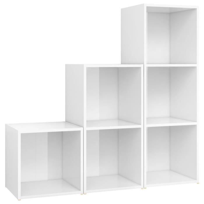 JILL*SALE Ensemble de meubles TV-meuble-hifi 3 pcs Blanc brillant ...