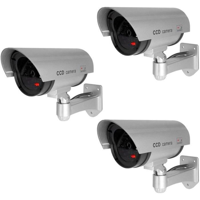 3 X Argent Fausse Sécurité Fictive Caméra Cctv Imperméable À L'Eau Ir ...