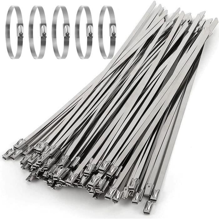 Collier De Serrage Inox 50 Pièces 500×7,9Mm, Attache Câblées Inox, Serre Cable Acier, Collier De ...