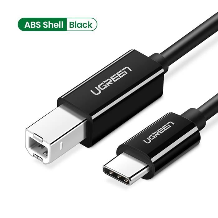 ABS Black--2m -câble USB C vers USB B 2.0 pour imprimante,cordon de ...