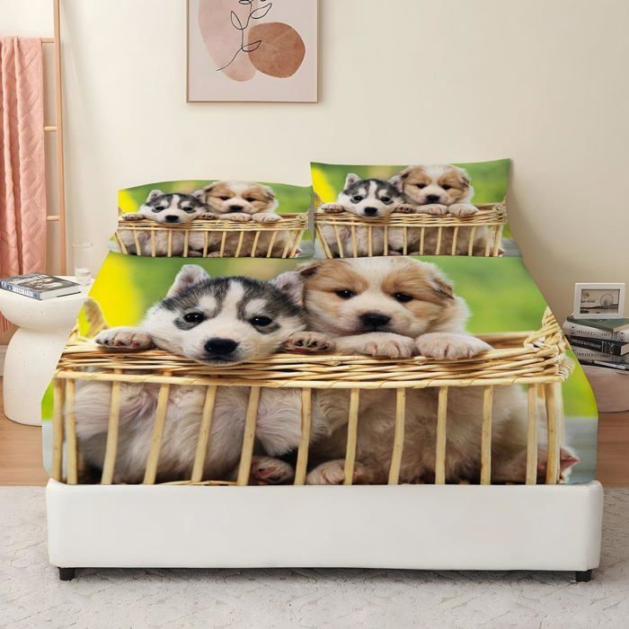 Drap Housse 140X200 Rauque 3D Animaux Mignons Drap-Housse 140 X 200 ...