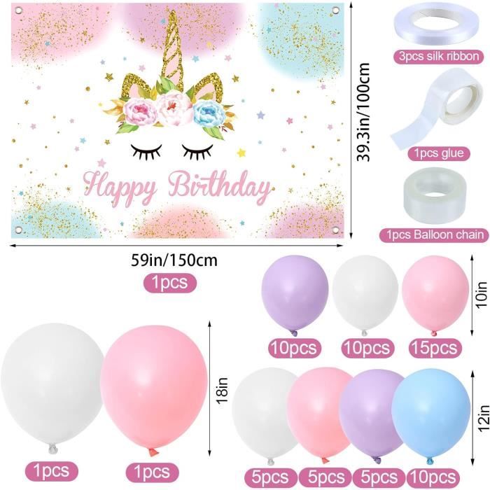 70 Pcs Décoration Fête Licorne, Ballon Thème Licorne, Arche Ballon ...