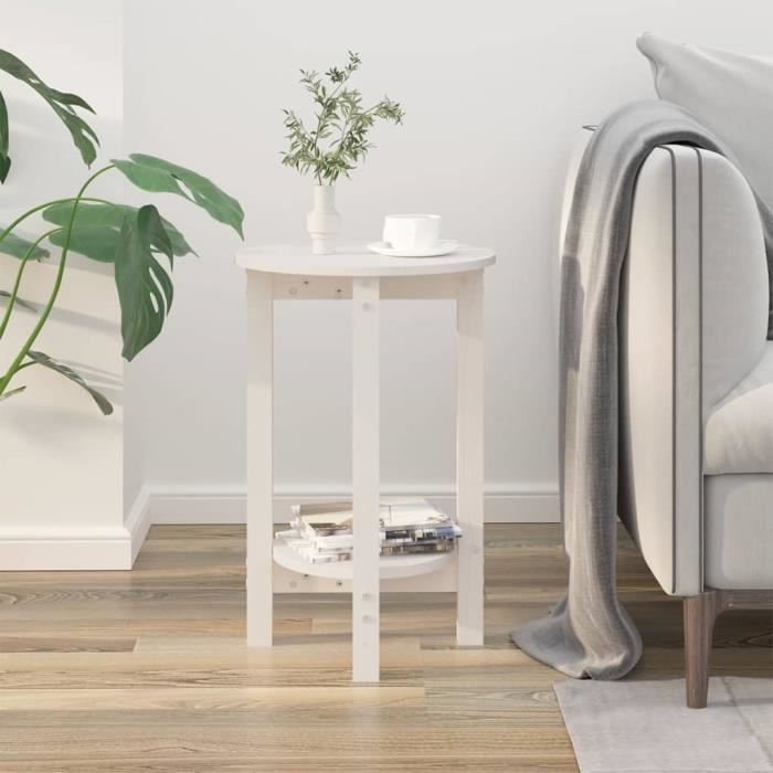ETO- Table basse Blanc Ø 40x60 cm Bois massif de pin -CIK7334380464200 ...