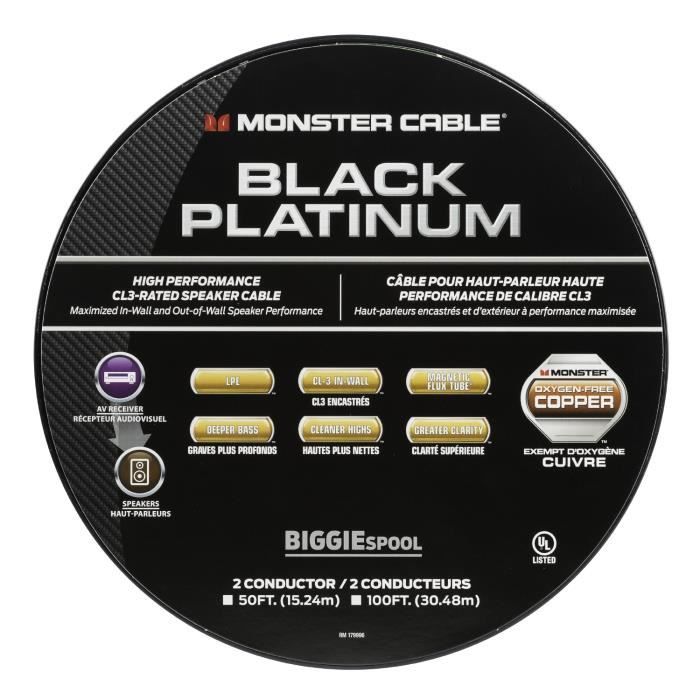 MONSTER Câble Enceinte Compact XP Clear Jacket Black Platinum CL Rated ...