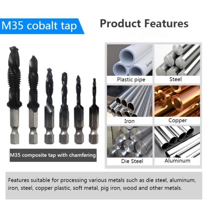 Tournevis,Machine à visser en composite de Cobalt,tige hexagonaletrou ...
