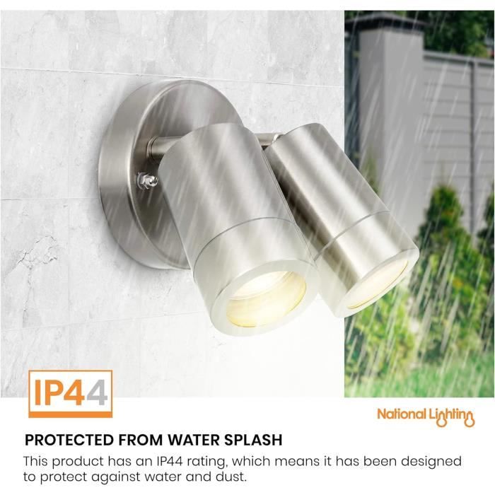 Palin Spot Mural Double Tête Double En Acier De Sécurité Extérieur Gu10 ...