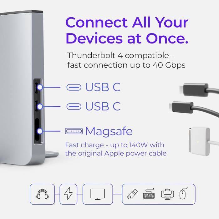 Hub Bundle Station D'Accueil Verticale | Compatible Avec Apple Macbook Air 15 (M2 2023 & 2024 ...
