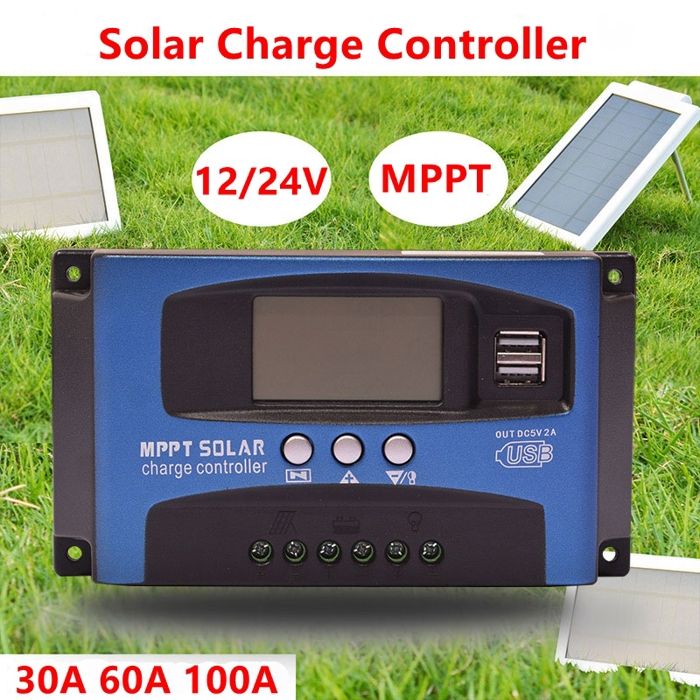 ECGSOLAX Contrôleur solaire MPPT 40A/50A 12V/24V, écran LCD, double USB ...