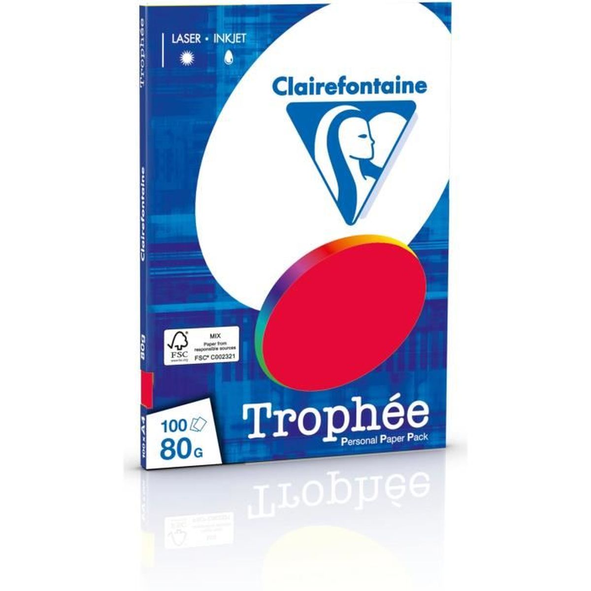 CLAIREFONTAINE POCHETTE ROUGE GROSEILLE A4 80G 100 FEUILLES - Cdiscount ...