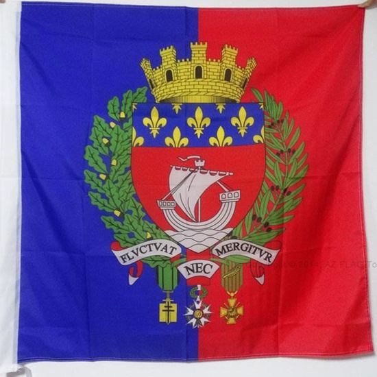 Drapeau Ville de Paris avec armes 90x90cm - parisien avec écusson ...